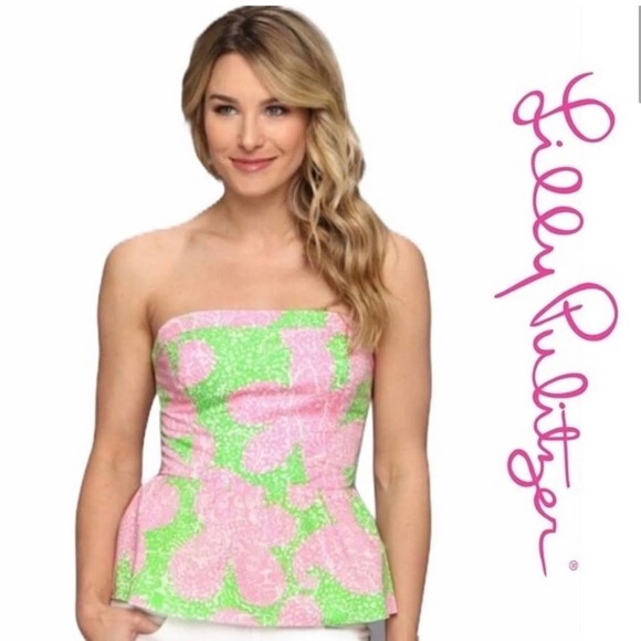 Lilly Pulitzer | Tops | Lilly Pulitzer Shandy Strapless Peplum Top ...